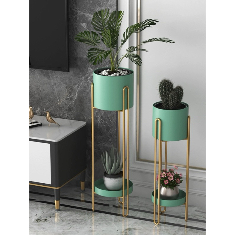 Nordic creative blue sky wrought iron flower shelf indoor floor ...