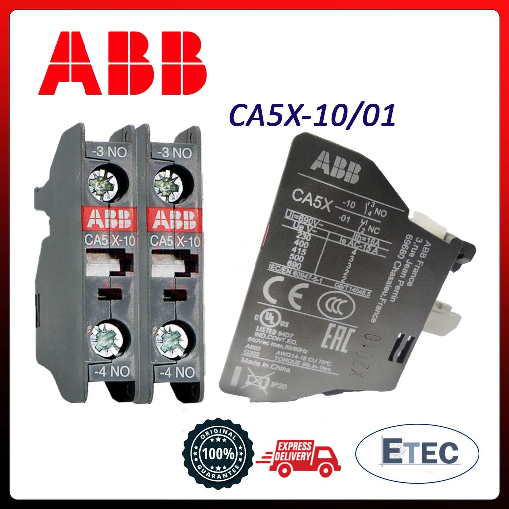 ABB CA5X-01 & CA5X-10 Auxiliary Contact Block [1SBN019010R1001] & [1SBN019010R1010] | Shopee ...