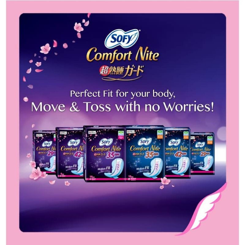 [CASHBACK 10%] Sofy Comfy Nite Sanitary Pads Night Wing 29cm/ 35cm ...