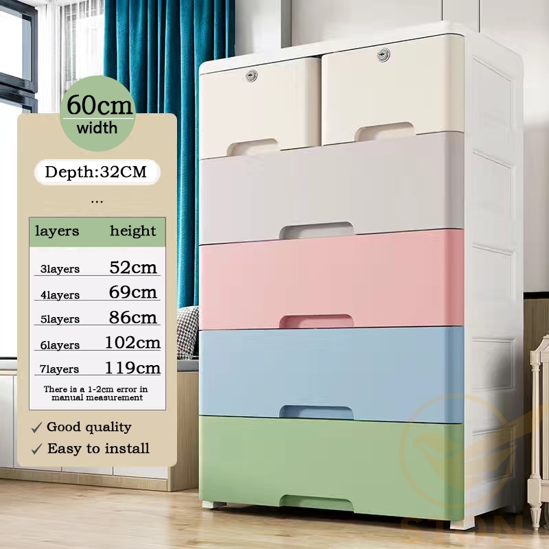 Plastic Drawer Baju 5 Layer With Lock Storage Drawer Cabinet/Plastic ...