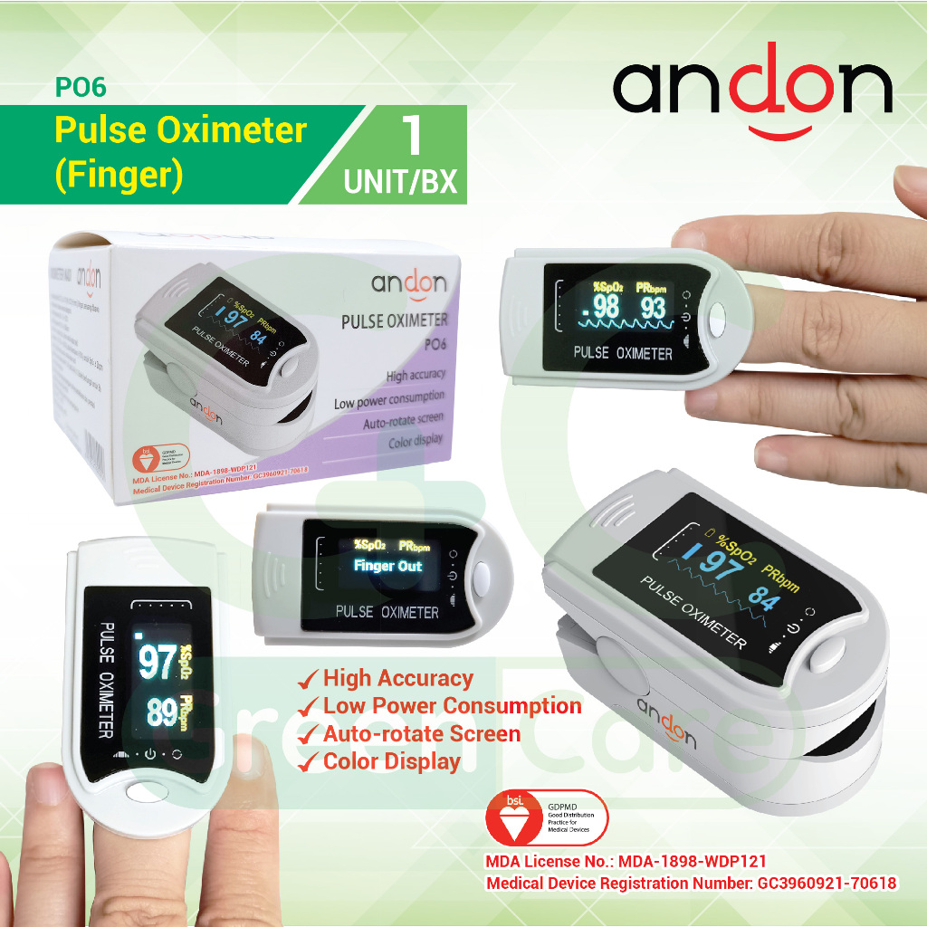 Andon Pulse Oximeter(Finger) 脉搏血氧仪 | Nadi oksimeter 1unit/box | Shopee ...