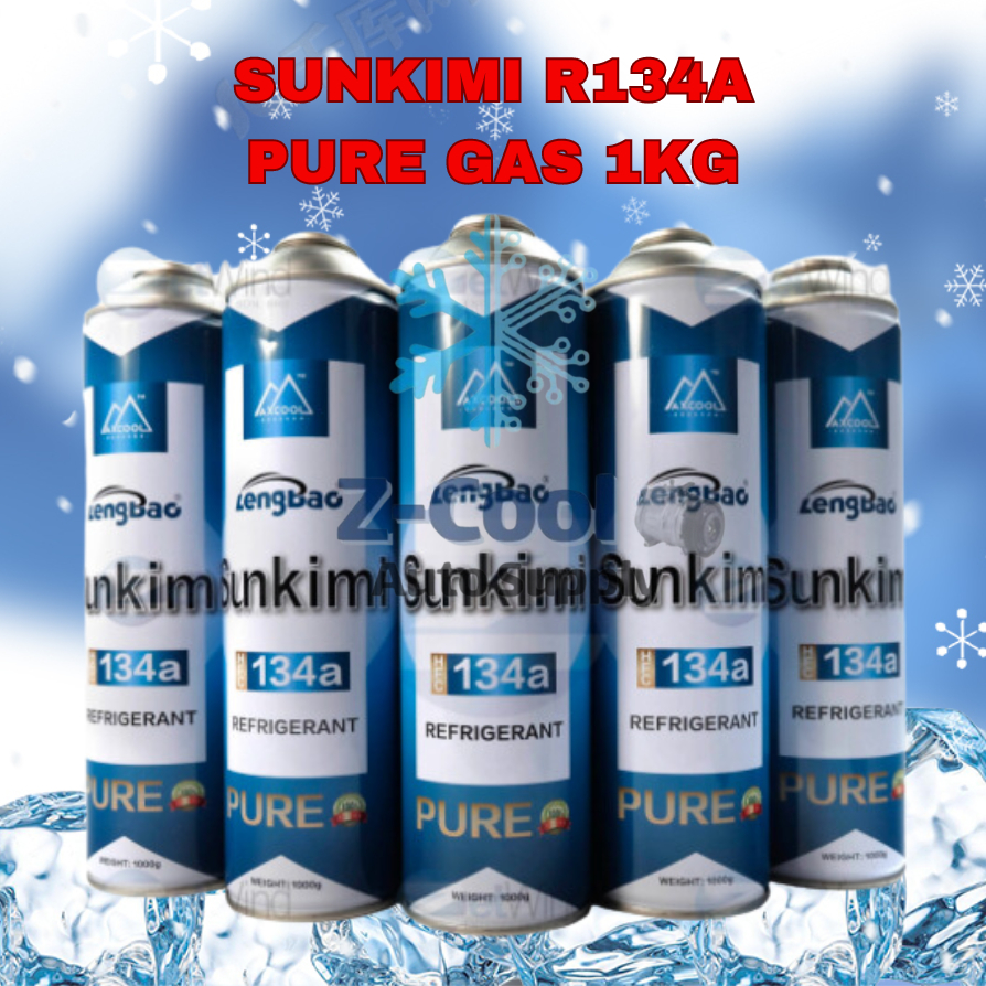 SUNKIMI R134a PURE REFRIGERANT GAS CAR AIR COND GAS R134 Aircond Kereta Car Peti Ais R134 1KG ...