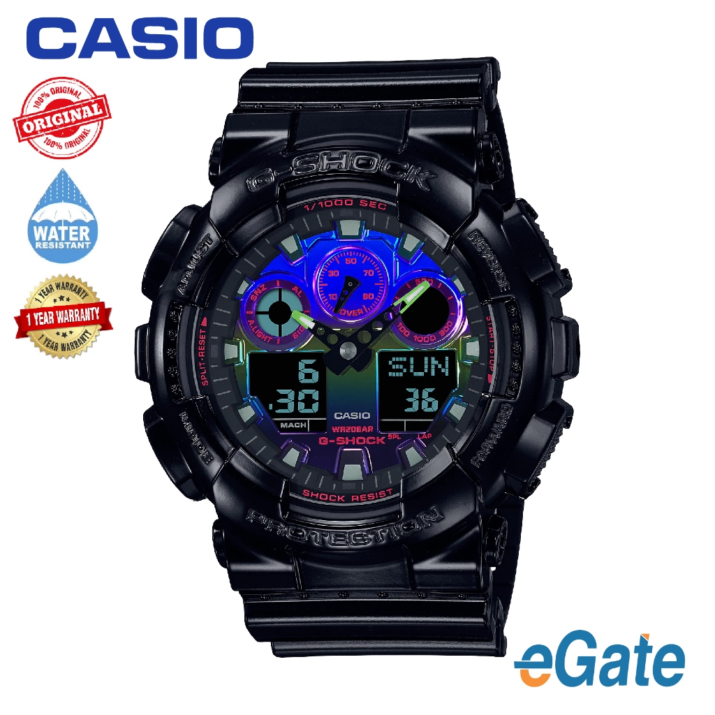 Casio G-Shock Virtual Rainbow Series Black Resin Band Men Sport Watch GA-100RGB-1A | Shopee Malaysia