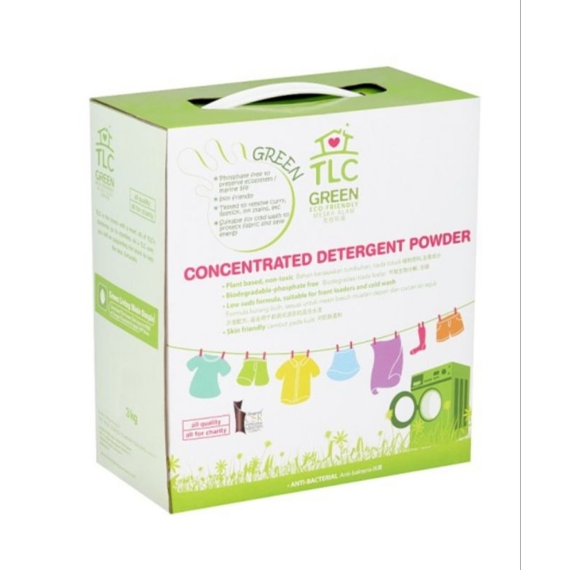 TLC GREEN Concentrated Laundry Detergent Powder 3kg + Bubble Wrapping ...