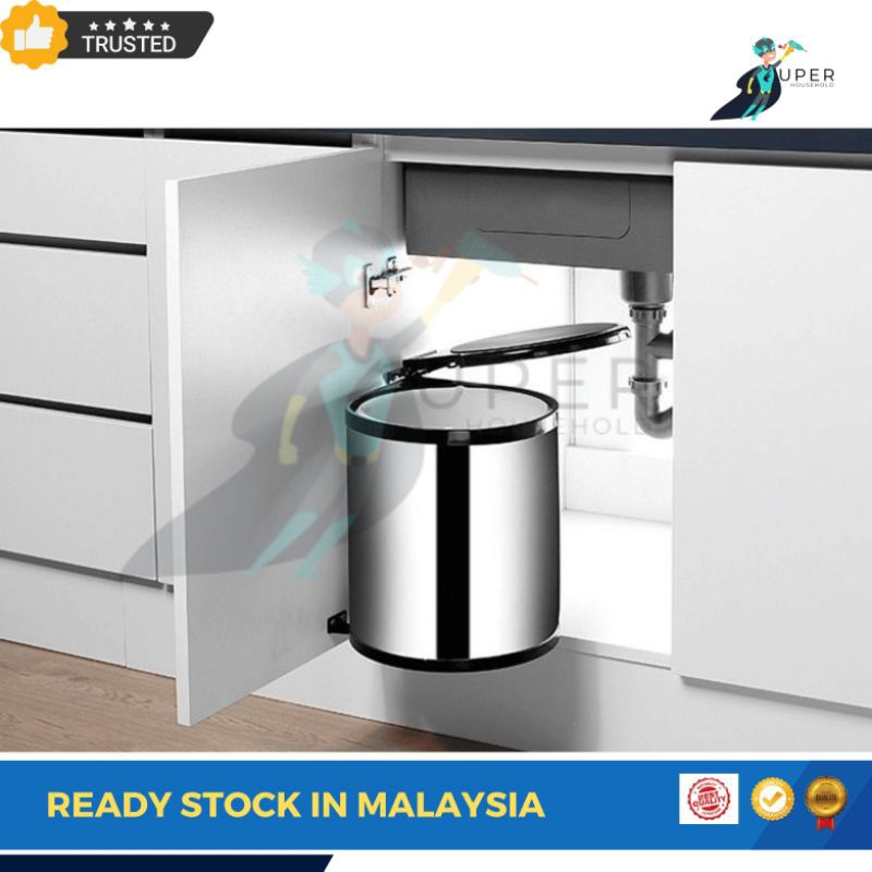 14 Liter Built-In Waste Bin With Stainless Steel Casing/400mm cabinet ...