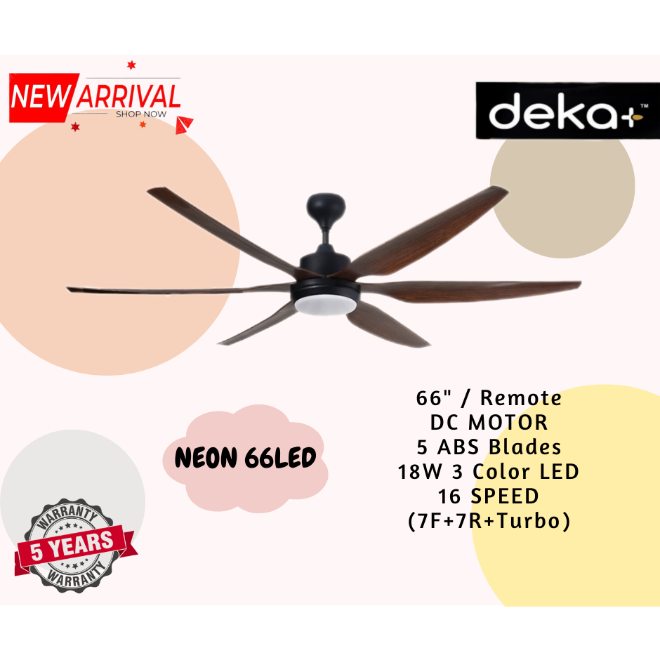 DEKA+ NEON 66'' 6 Blades 16 Speeds + TURBO with Remote Control DC Motor ...