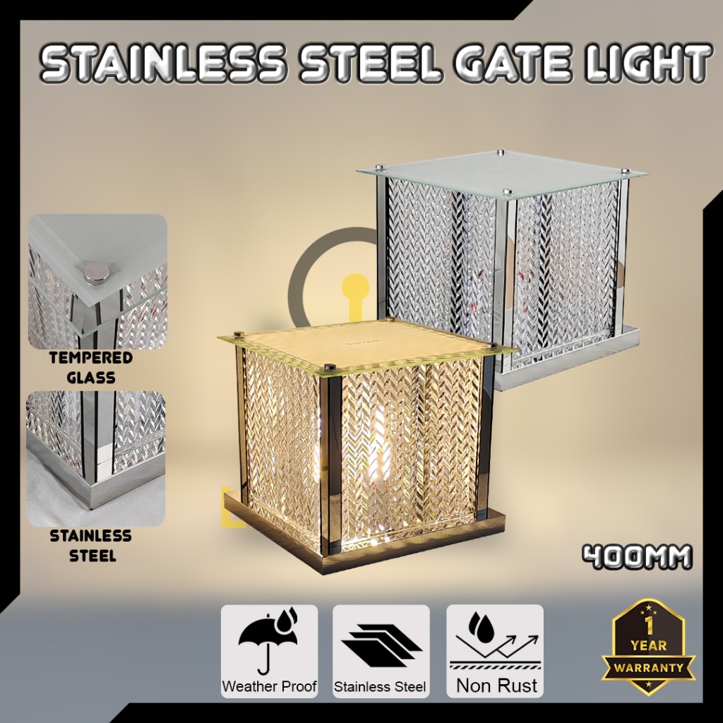Glass non rust weatherproof Outdoor Silver Gate light Gate lamp lampu ...