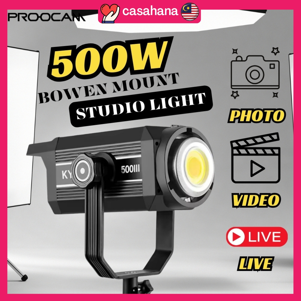 🔥READY STOCK🔥 PROOCAM 500W Studio LED Light KY-500III Continuous Strobe Photo Monolight Indoor ...