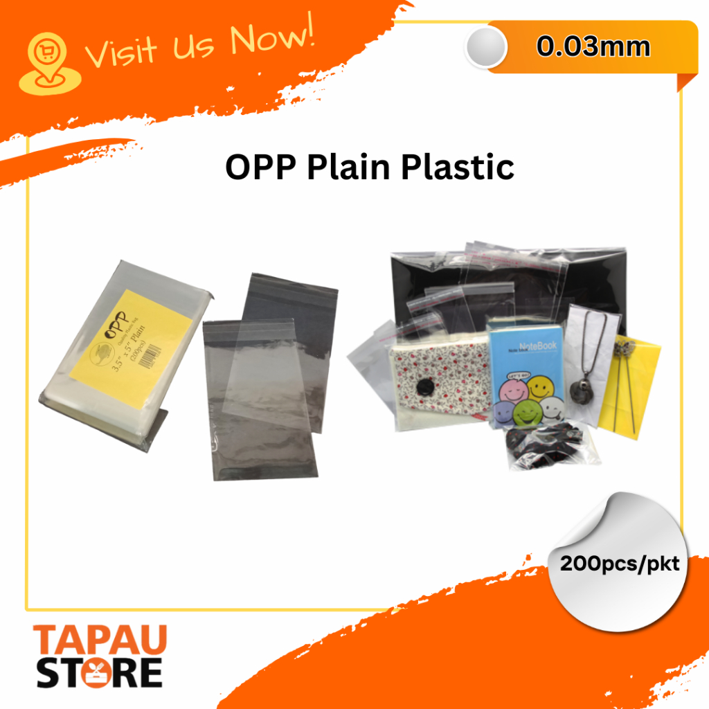 (200PCS) OPP Plain Plastic Bag Accessories Bag - Standard Size 4" - 14 ...