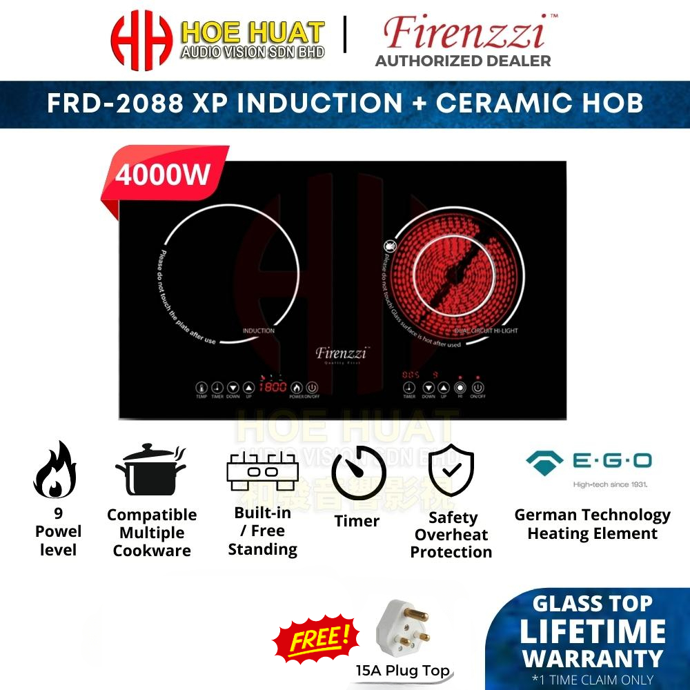 【FREE SHIPPING】Firenzzi FRD-2088 XP 2-in-1 Induction + Ceramic Hob Electric Stove Induction ...