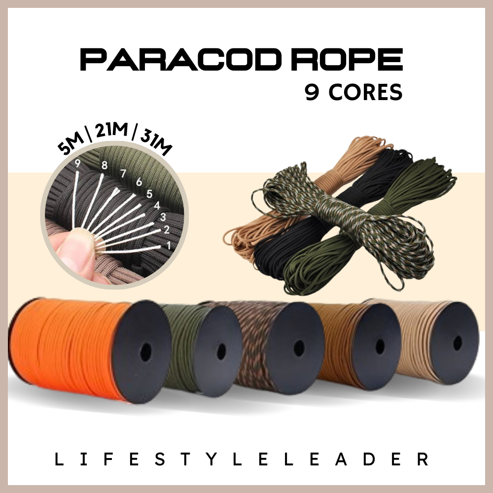 20M & 31M Paracord Rope 9 Cores 4mm 550 Military Standard Parachute ...