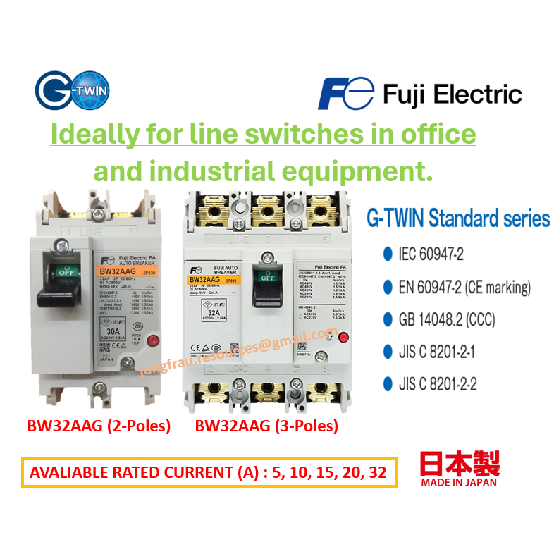 FUJI ELECTRIC (MCCB) Moulded Case Circuit Breaker 2 Pole ; 3 Pole (BW32AAG ) (5A, 10A, 15A, 20A ...