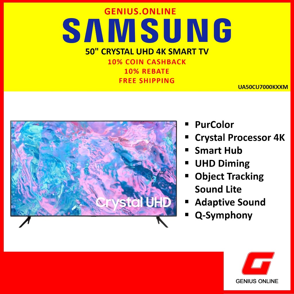 SAMSUNG Crystal UHD CU7000 4K Smart TV (50") UA50CU7000KXXM | Shopee ...