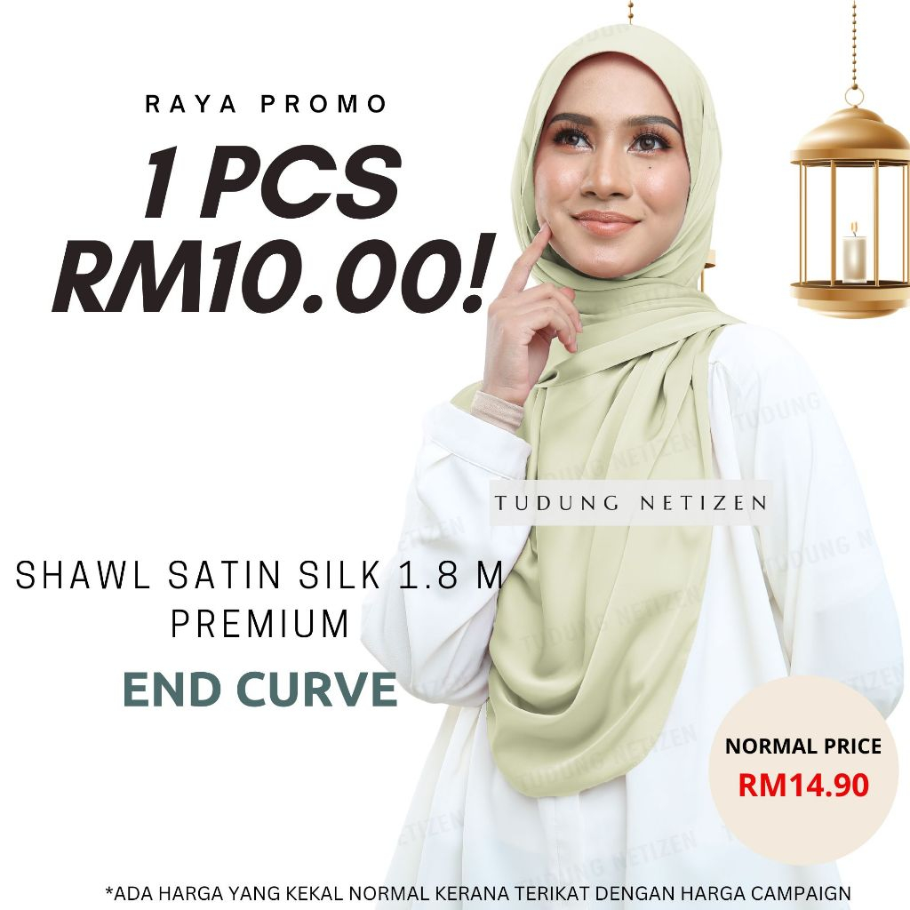 AHAD/PH NO POSTAGE PREMIUM SHAWL SATIN SILK END CURVE [JUALAN RUNTUH ...