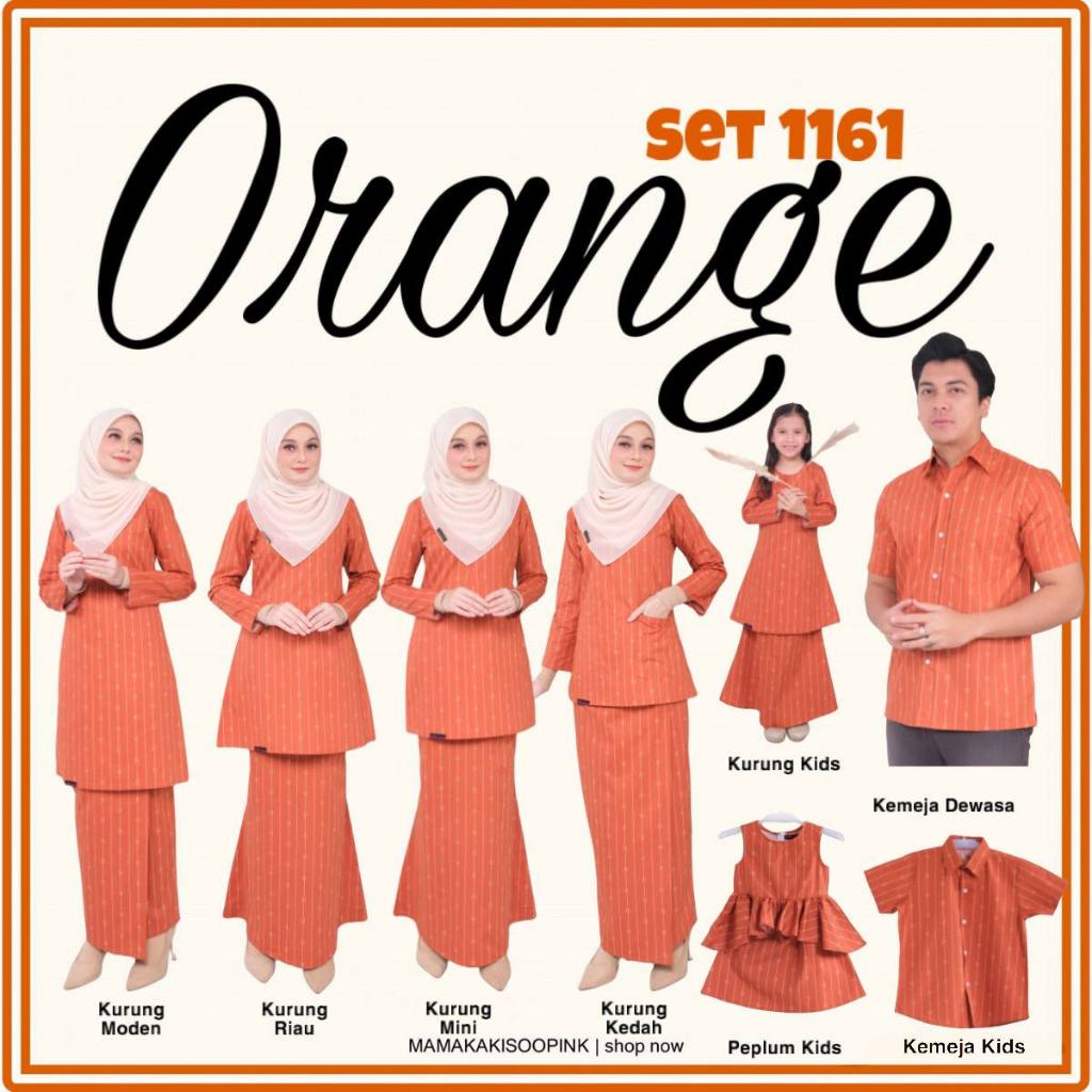 [2024] NEW Orange - Dhia Raya Sedondon Family Baju Kurung Moden | Riau ...