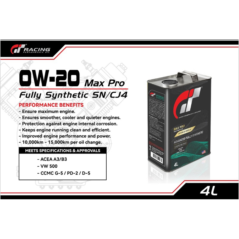 GT Racing 0W-20 SN/CJ-4 Fully Synthetic | Shopee Malaysia