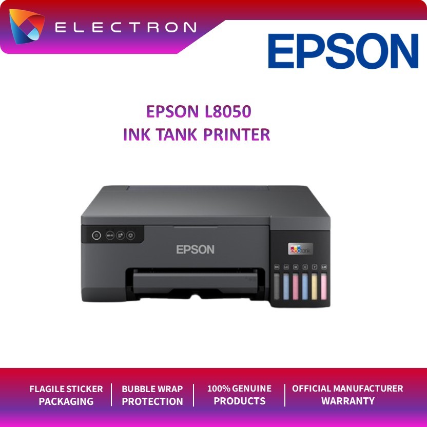 Epson L8050 Wi-Fi Photo 6 Colour Ink Tank Printer Borderless Printing ...