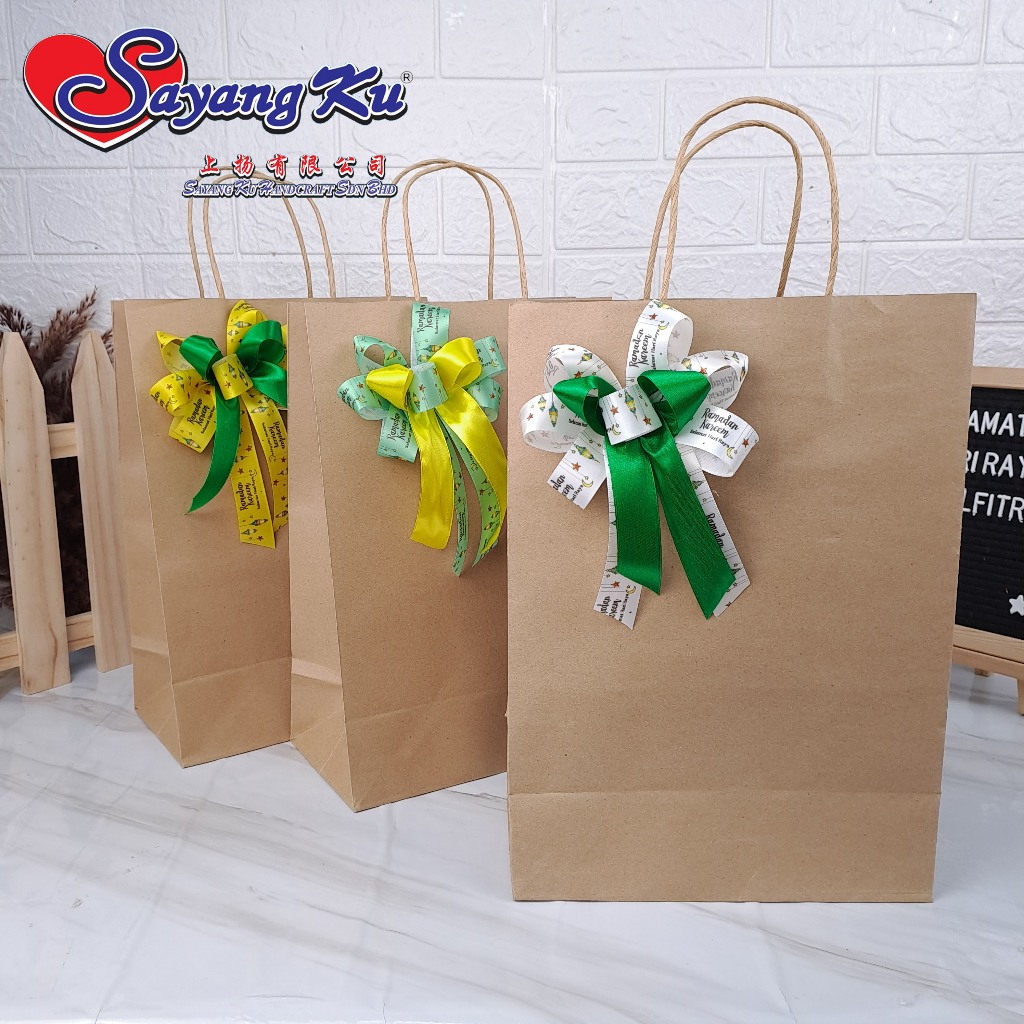 [ READY STOCK ] Beg Coklat Siap Reben/ Gift Paper Bag Brown Siap Ribbon ...