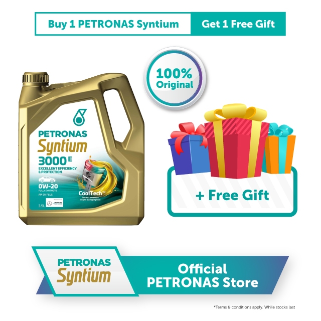 PETRONAS Syntium 3000 E 0W-20 Fully Synthetic Engine Oil API SN+ (3.5L ...
