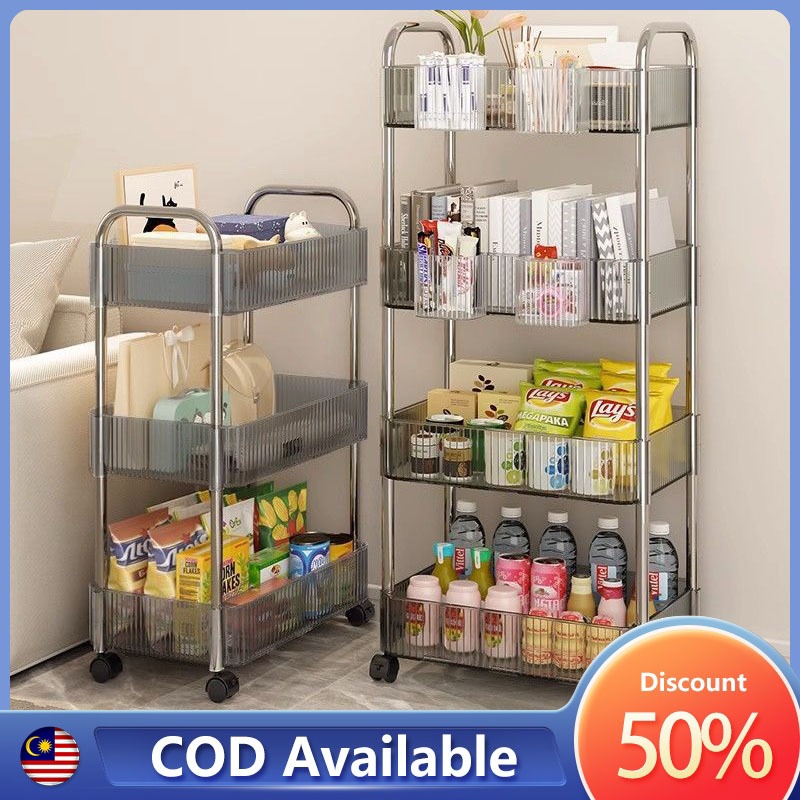 Transparent snack rack Kitchen Rack With Wheel Troli Barang Trolly ...