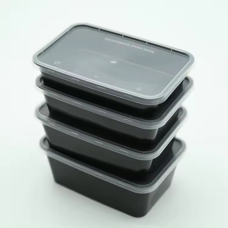 Black Rectangular Disposable Food Container With Clear Lid | Food Grade ...