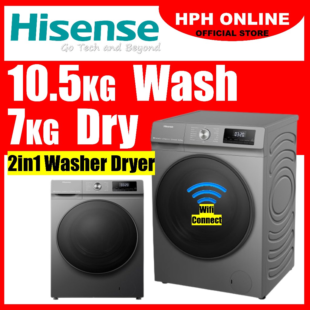 Hisense Dual Inverter Front Load 2-In-1 Washer Dryer (10.5KG / 7KG ...
