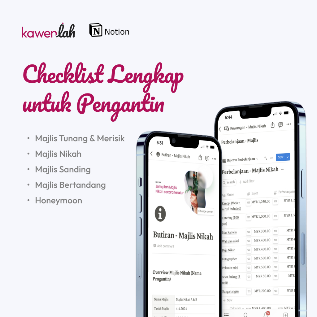 Checklist Kahwin Digital Lengkap dari Majlis Tunang, Nikah, Sanding dan ...