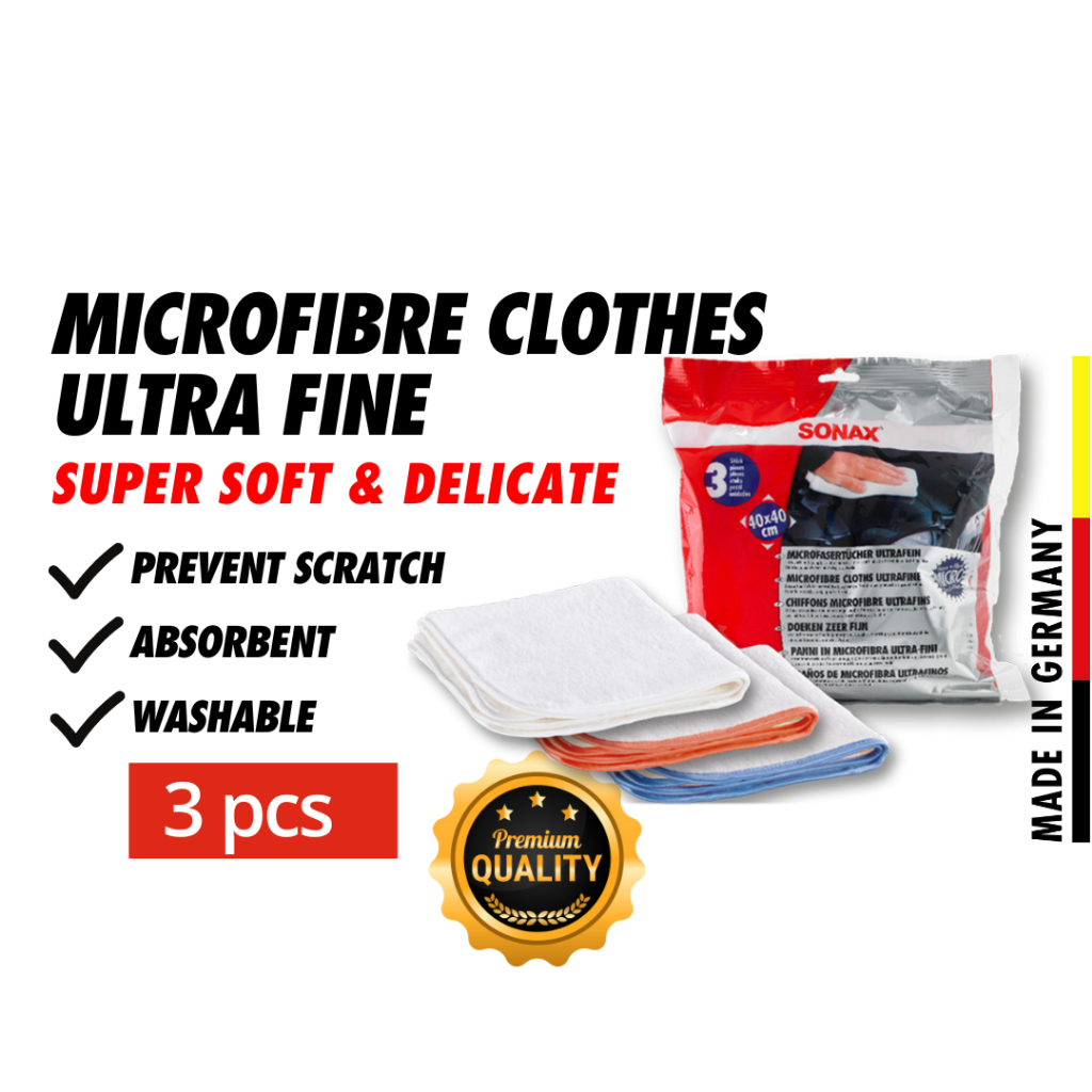 Premium Ultrafine Car Microfibre Cloth 3 pcs Rounded Corner Prevent ...