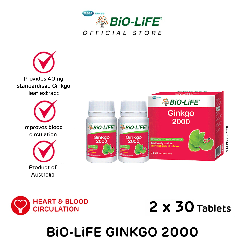 BiO-LiFE Ginkgo 2000 2 x 30 tablets (EXPIRY DATE JANUARY 2027) | Shopee ...