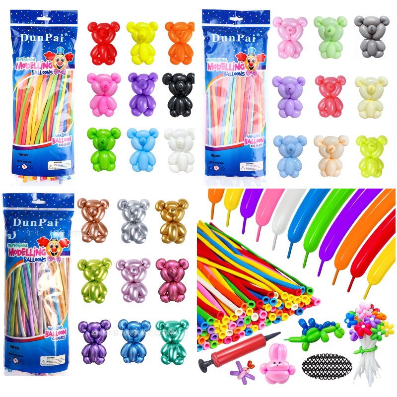 🇲🇾 100pcs Macaron Metalic Chrome Colorful Latex Long Magic Balloon ...