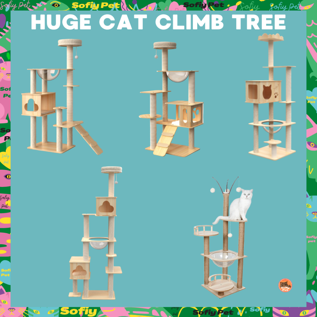 Premium Large Cat Tree House Wood Cat Condo Bed Scratcher House Cat