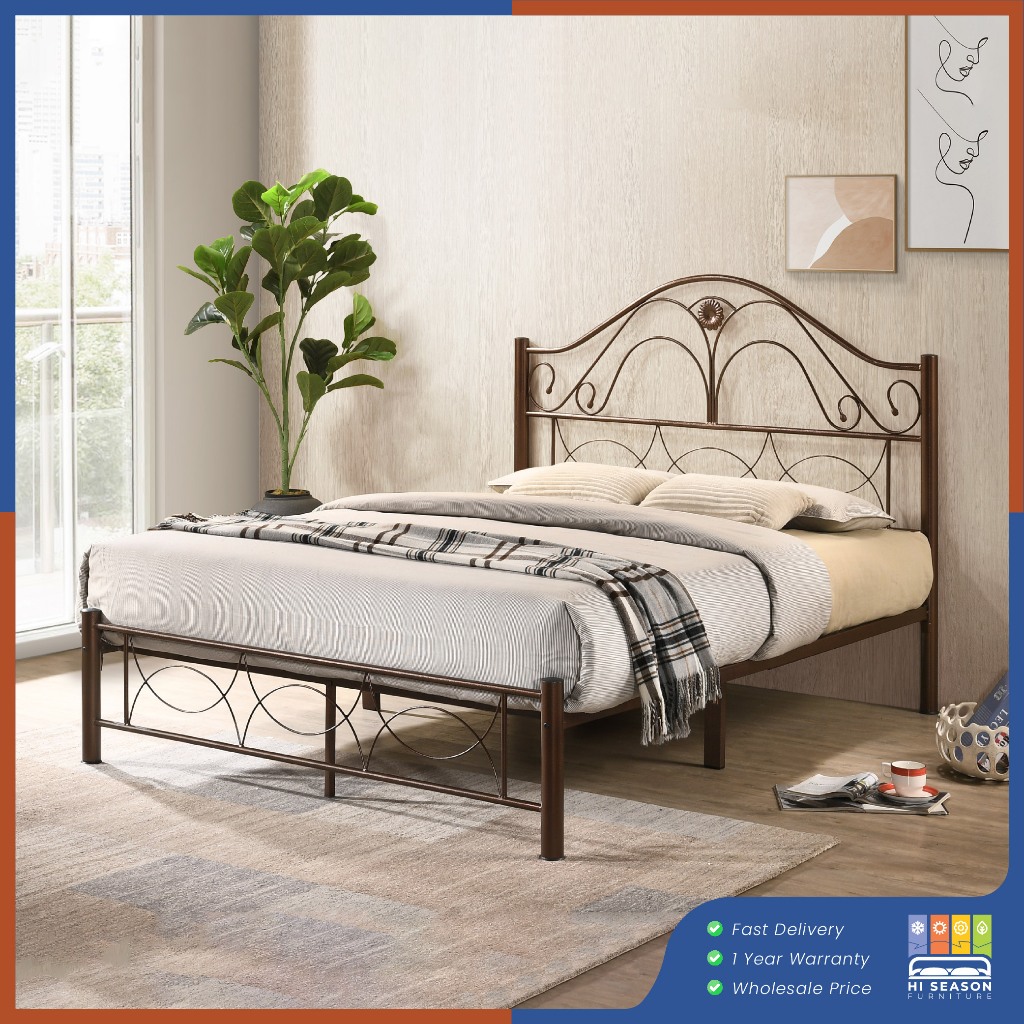 HI SEASON Queen Size Bed Metal Frame/Bingkai Katil Berkembar/Copper ...
