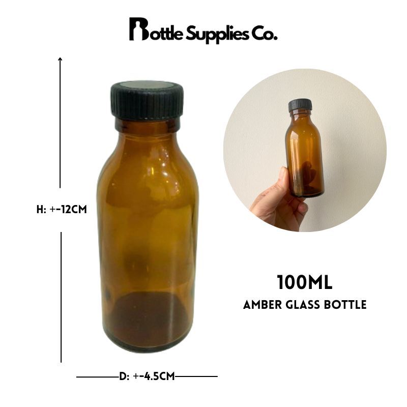 100ml Amber Glass Bottle/ Mini Sampling Glass with Cap and Insert ...