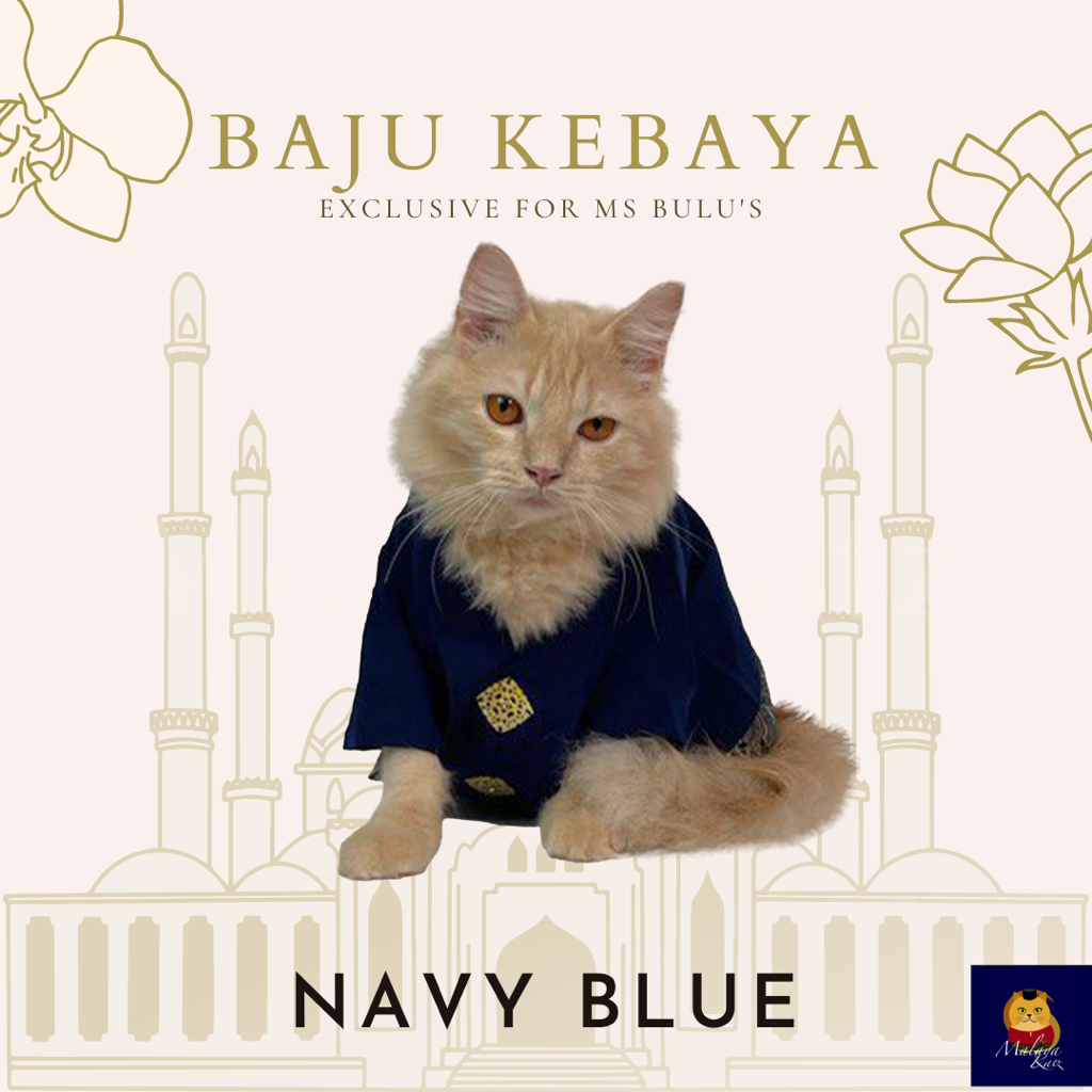 [Ready Stock Raya 2025] Baju Raya Baju Kebaya Kucing + Kain Batik (Navy ...