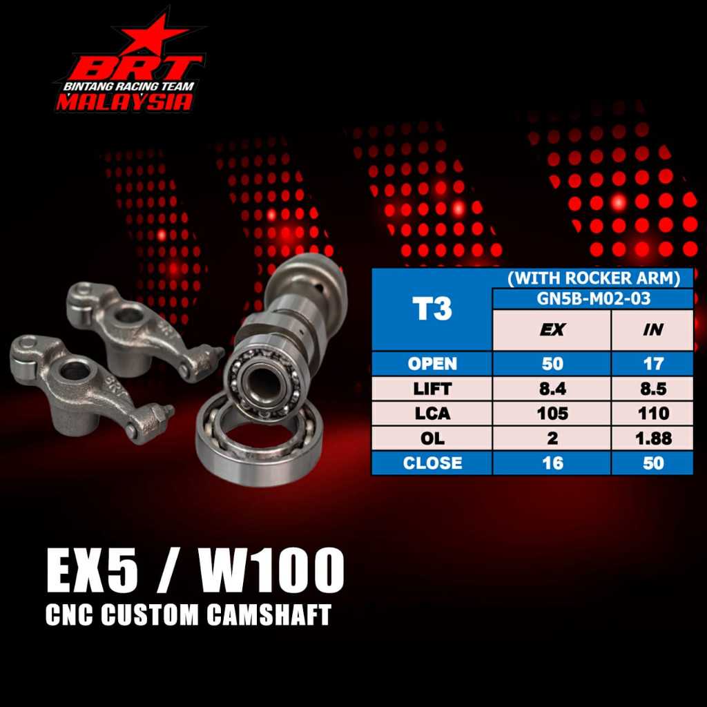 BRT RACING CNC CUSTOM CAMSHAFT CAM SHAFT WITH ROCKER ARM [ S1 / T1 / T3 ...