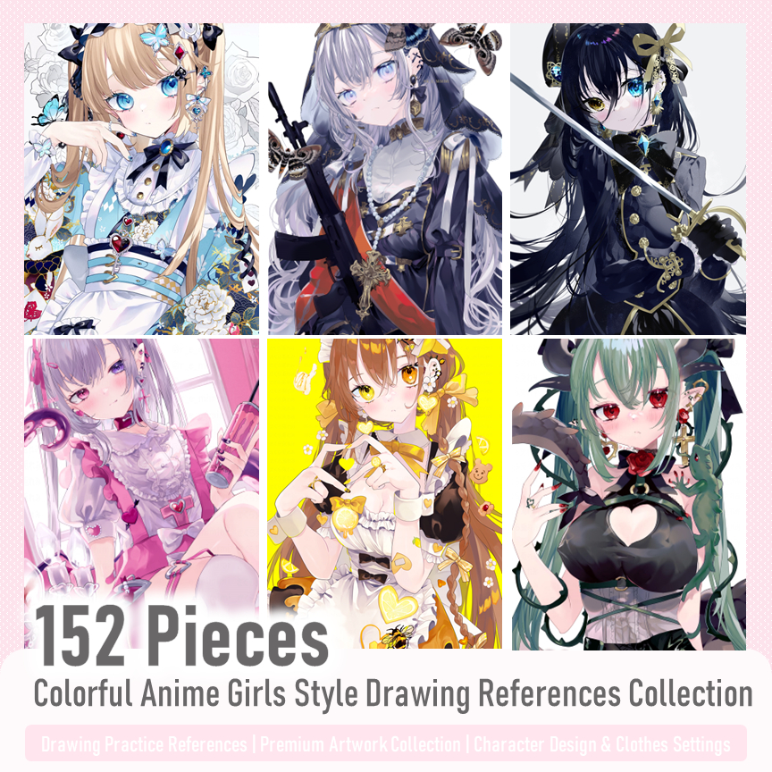 🔥 Drawing References Illustration - Colorful Anime Girls Style ...