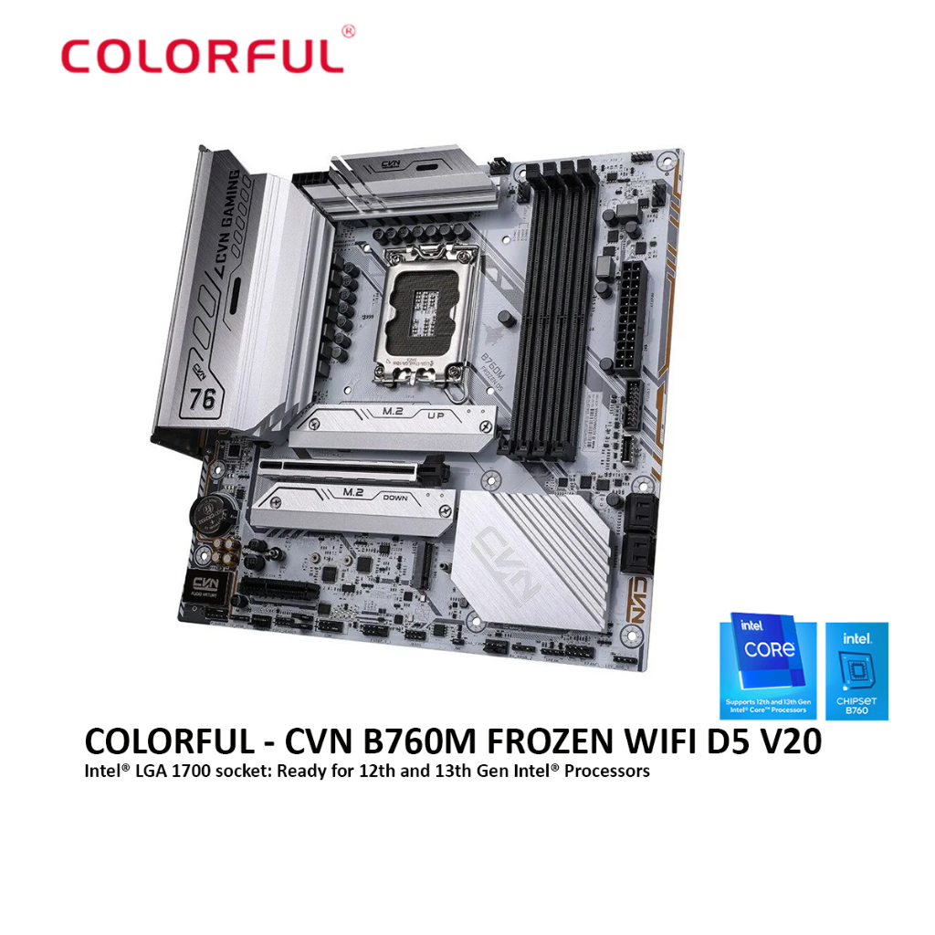 # Colorful CVN B760M FROZEN WIFI D5 V20 - mATX Intel Motherboard DDR5 # LGA1700 | Shopee Malaysia