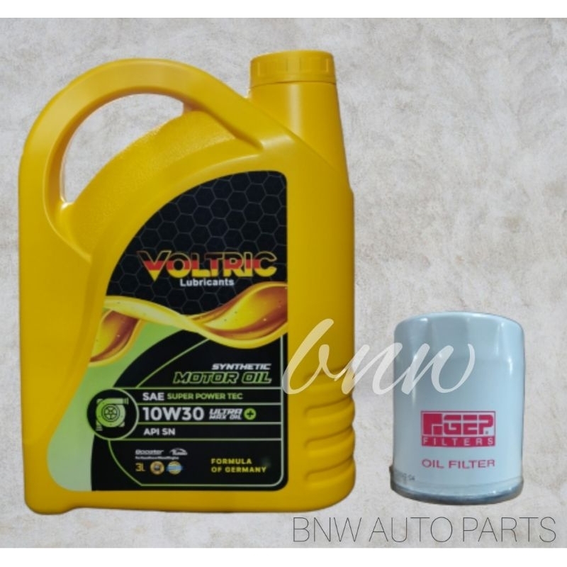 VOLTRIC ENGINE OIL 10W30 3LITER COMBO SET WITH 1PCS GEP OIL FILTER FOR ...