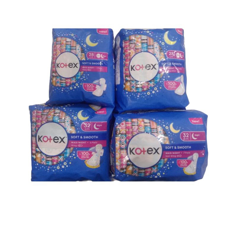 NEW KOTEX SOFT & SMOOTH MAXI NIGHT (32 CM NIGHT & 28 CM DAY NIGHT ...