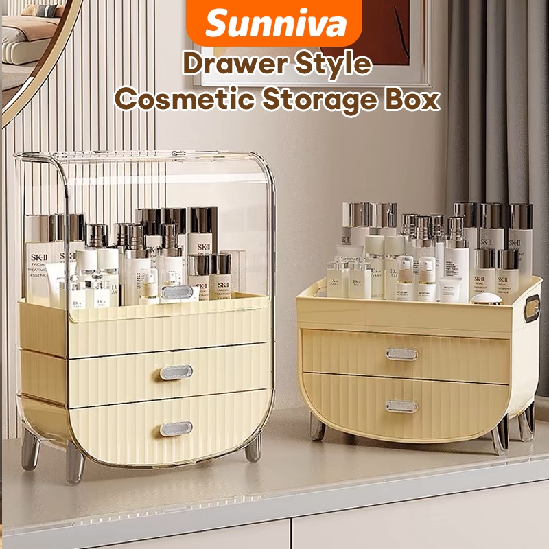 Transparent Cosmetic Storage Box 3 drawer with Waterproof and Dust ...