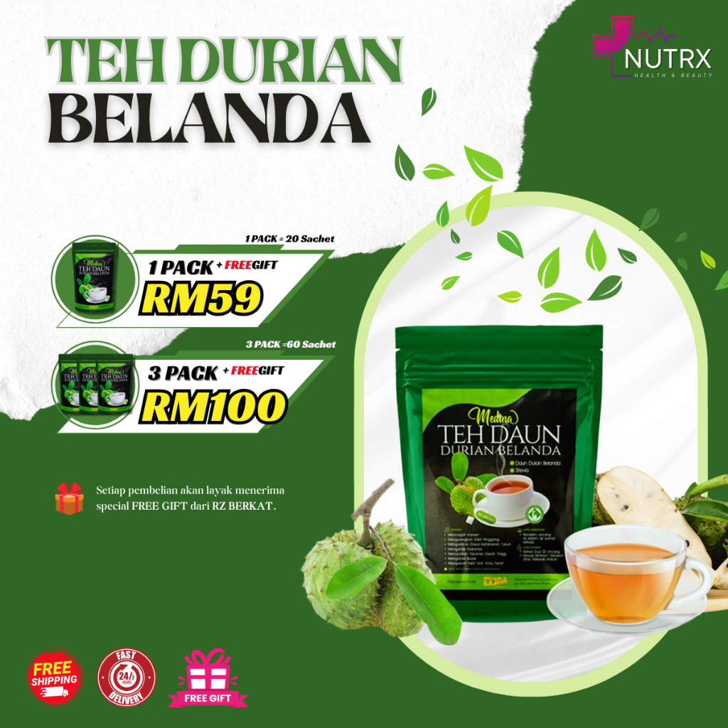 [ READYSTOCK+FREEGIFT ] TEH DAUN DURIAN BELANDA MEDINA SOLUSI RAWAT ...