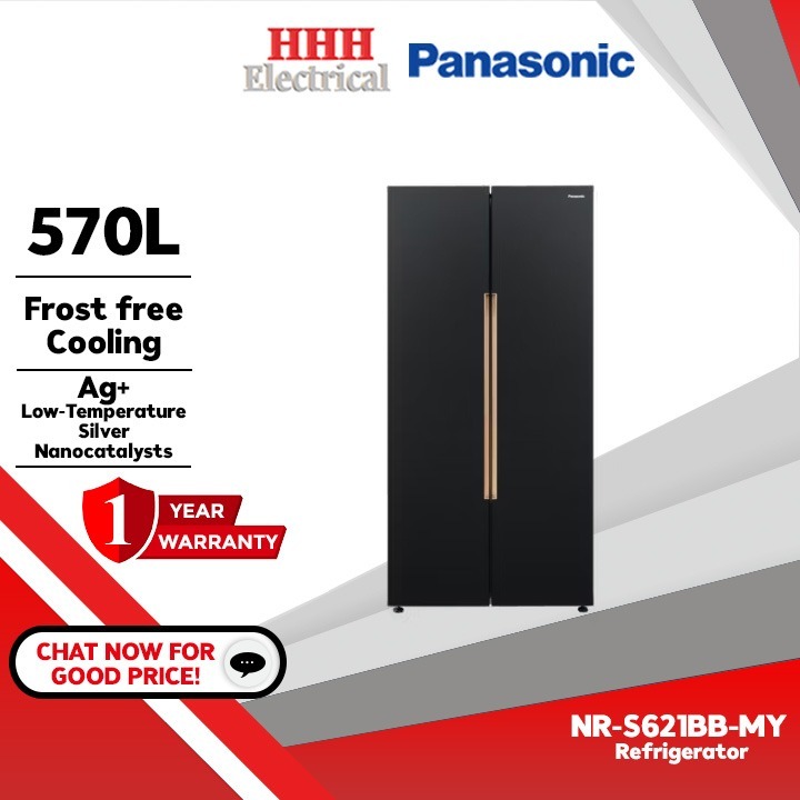 Panasonic 2-Doors Side-by-Side Fridge Inverter Refrigerator NR-S621BB ...
