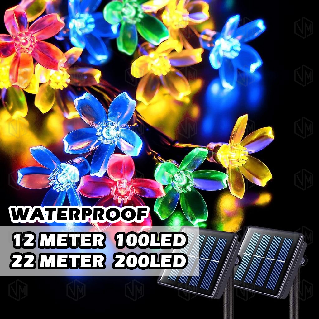 10M 20M Lampu Solar Bunga Raya Solar Cherry Lights 100LED 200LED ...