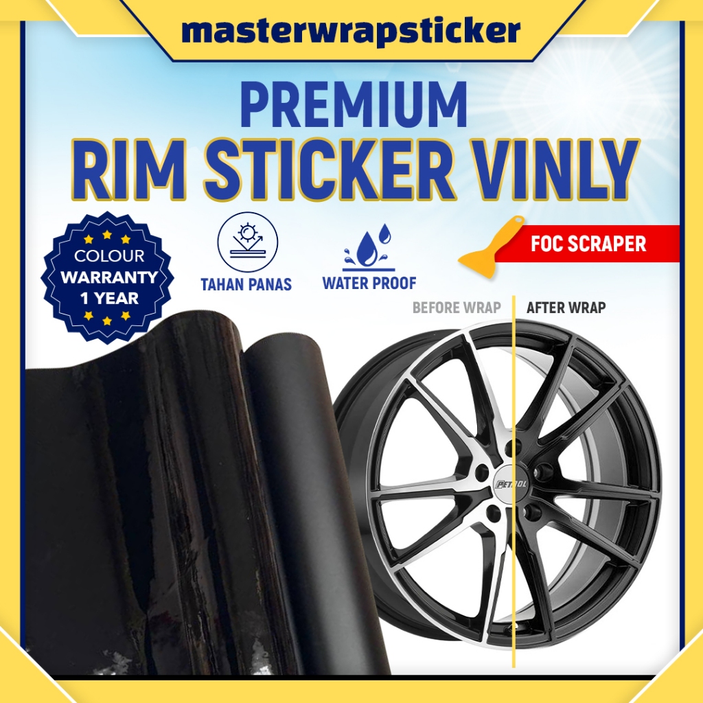 NEW STICKER RIM KERETA WATER PROOF VINYL FILM STIKER(14-19INCH RIM SIZE ...