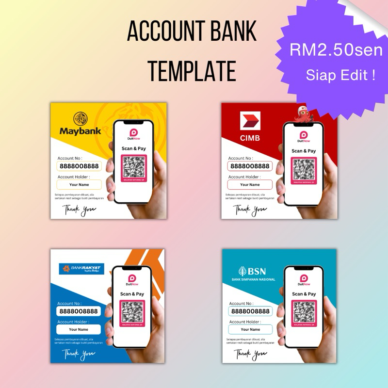 ACCOUNT BANK TEMPLATE/HOLDER/AKAUN BUSSINESS TEMPLATE | Shopee Malaysia
