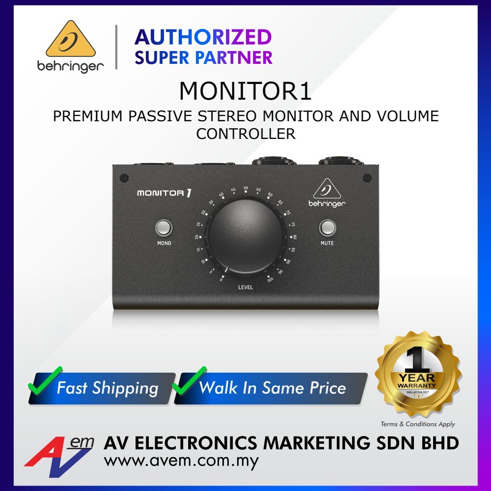 BEHRINGER MONITOR1 Premium Passive Stereo Monitor and Volume Controller ...