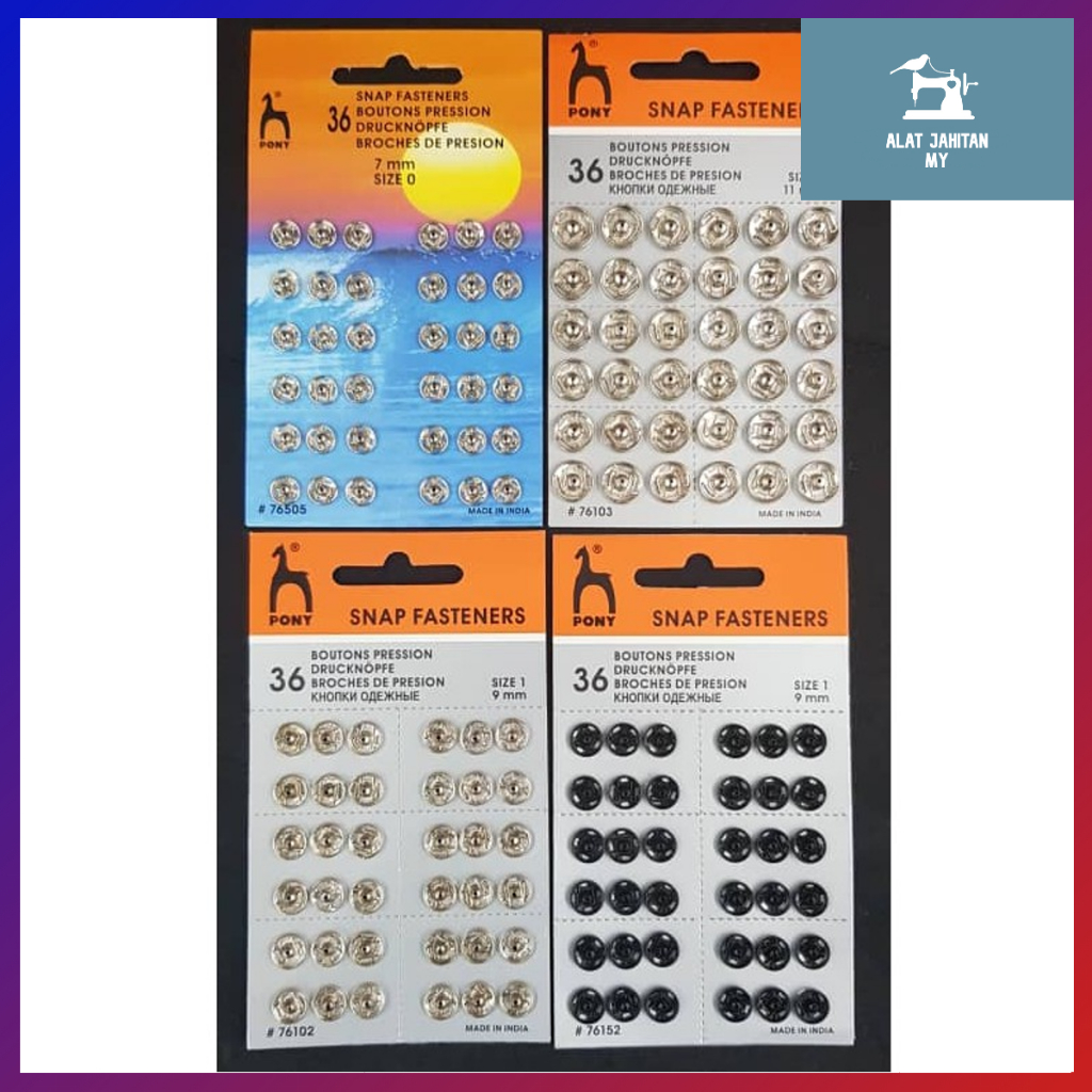 Pony Snap Fasteners / Snap Buttons / Press Stud (1slice) 7mm, 9mm, 11mm ...