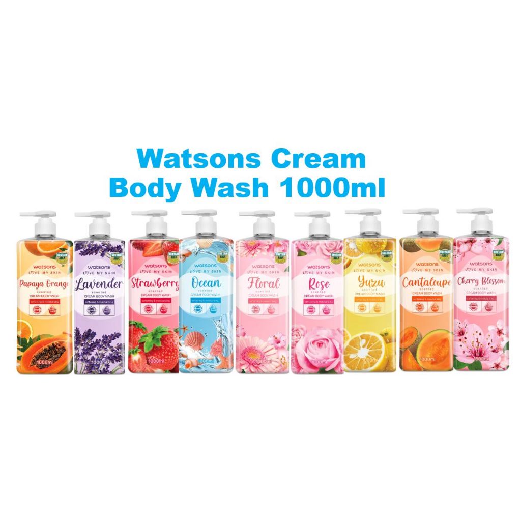 WATSONS CREAM Body Wash Bottle 1000ML(Lavender/Rose/Floral/Yuzu ...
