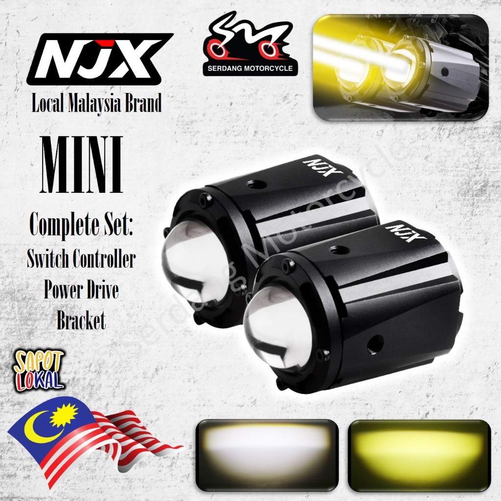 NJX NSP01 Lampu Spotlight Mini LED Headlamp Motosikal Waterproof Kuning ...