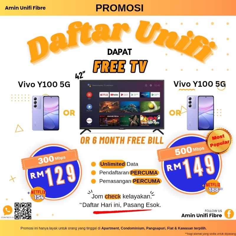 [PROMOSI FREE TV ] Daftar Unifi = Free Sharp Aquos Google TV 42" Warranty 2 Tahun | Shopee Malaysia